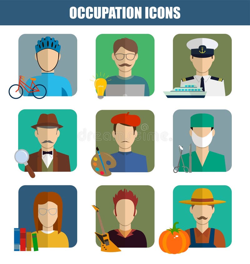 Occupation Icon Set. People of Different Occupations. Professions Set ...