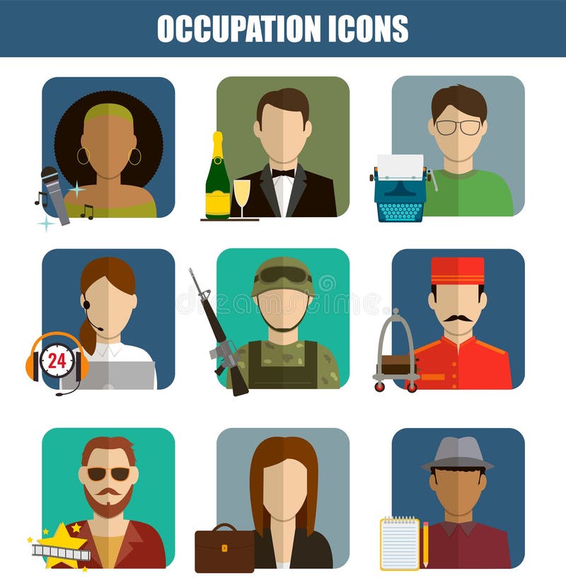 Occupation Icon Set. People of Different Occupations. Professions Set ...