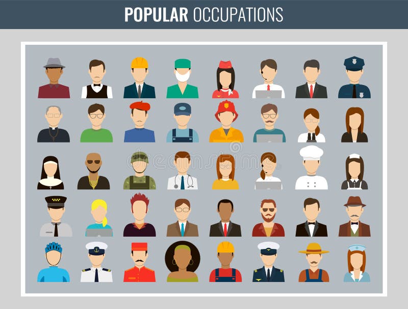 Occupation Icon Set. People of Different Occupations. Professions Set ...