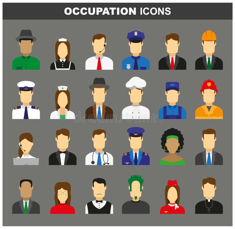 Occupation Icon Set. People of Different Occupations. Professions Set ...
