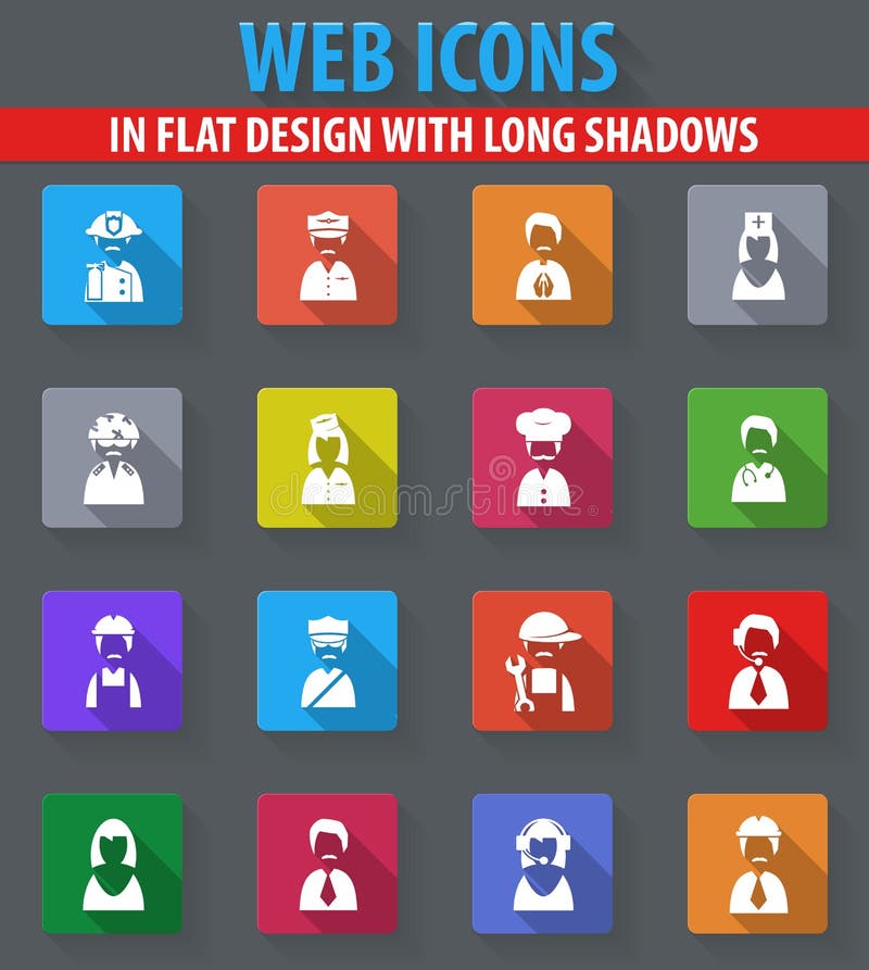 Occupation icons set stock vector. Illustration of hostess - 89080491