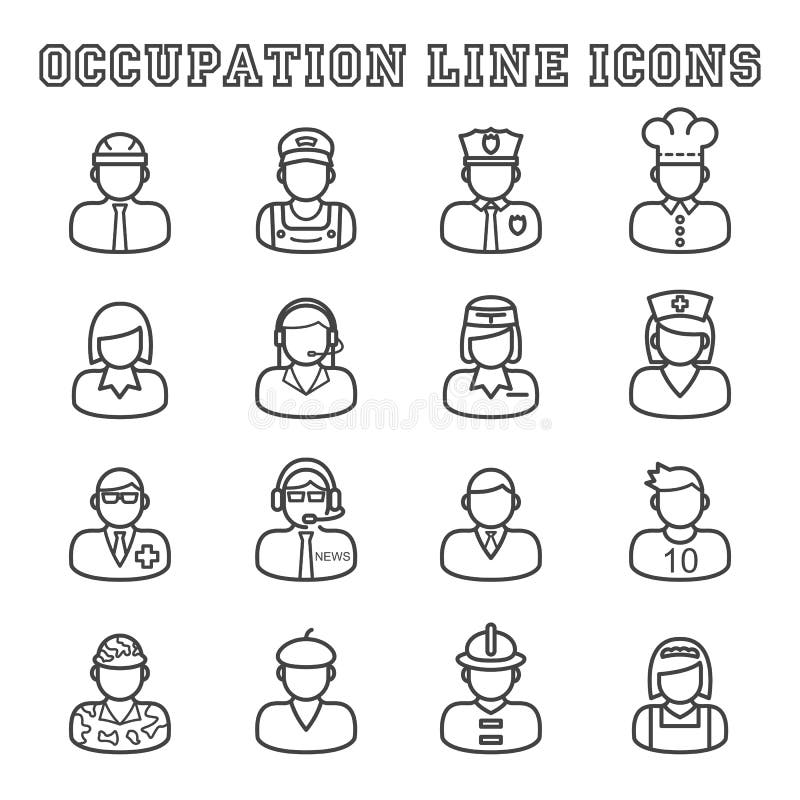 Occupation line icons stock vector. Illustration of reporter - 67507327