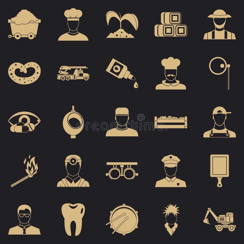 Occupational Icons Set, Simple Style Stock Vector - Illustration of ...
