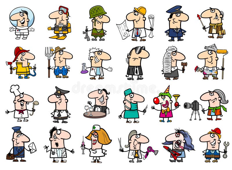 Occupations cartoon set stock vector. Illustration of engineer - 81735313