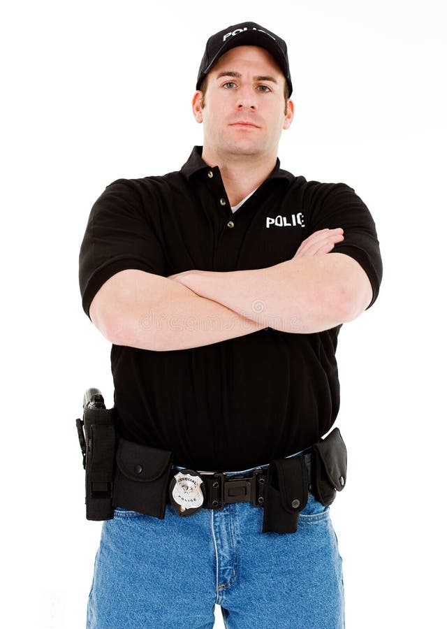 Police: Two Serious Officers Stand Together Stock Image - Image of ...