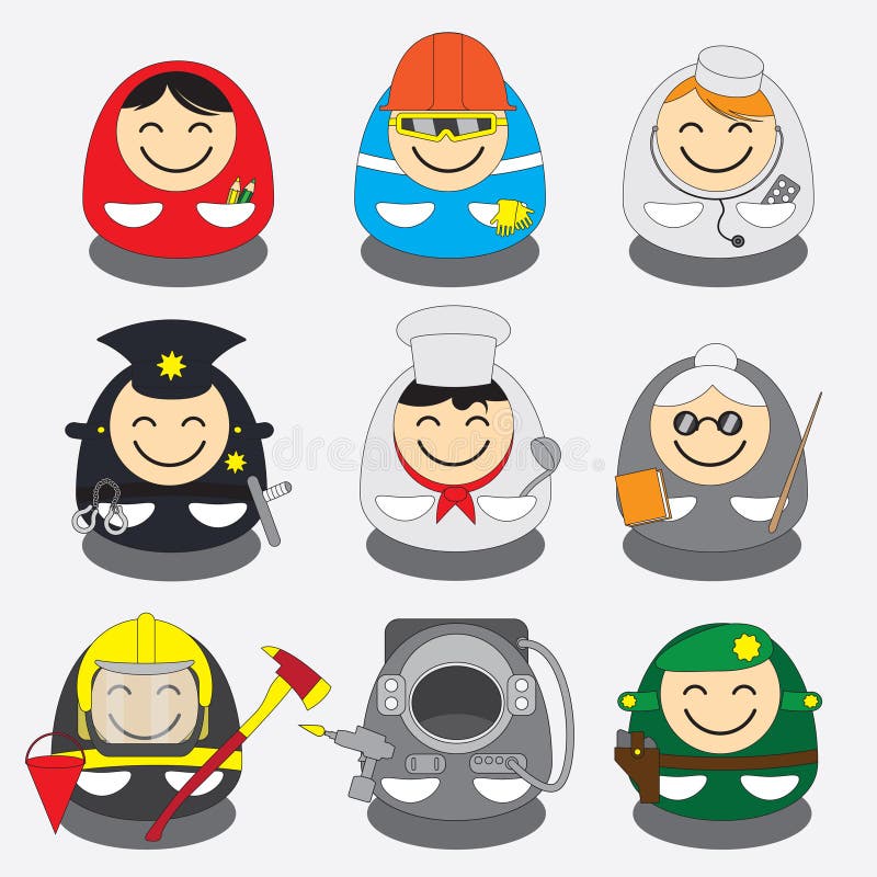 Cartoon People Occupations Characters Set Stock Illustrations – 199 ...