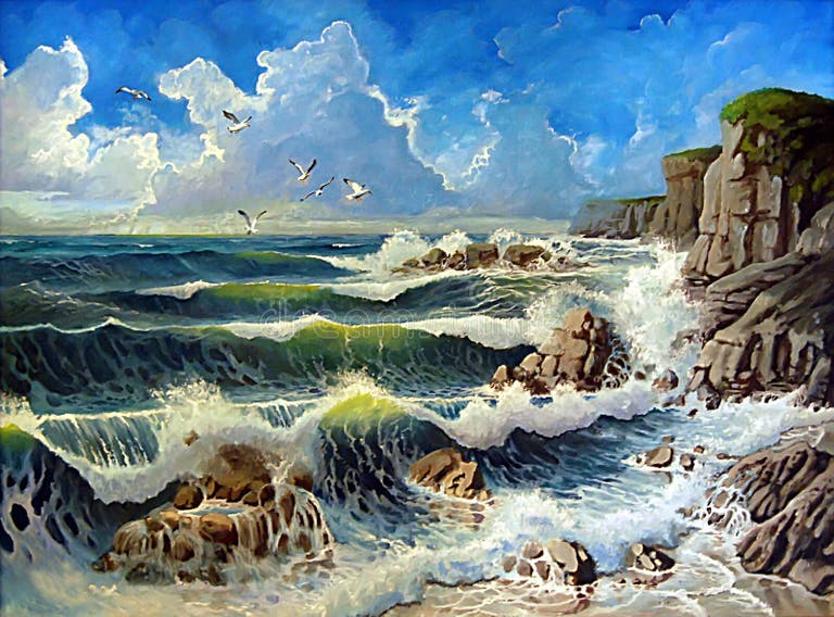 Cloudy Sky Coast Ocean Stock Illustrations – 22,095 Cloudy Sky Coast ...