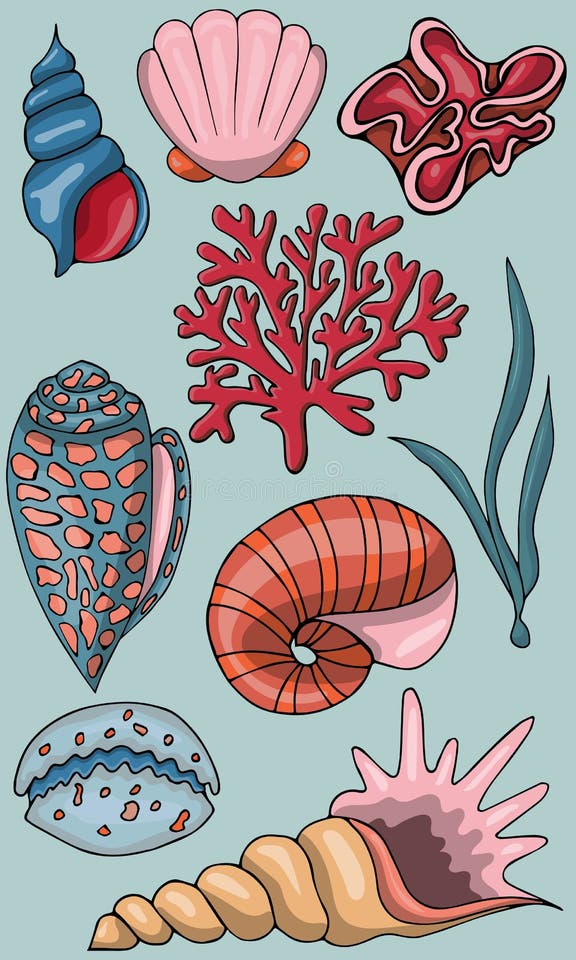 Underwater Sea Life Aqua Vector Set Stock Vector - Illustration of ...
