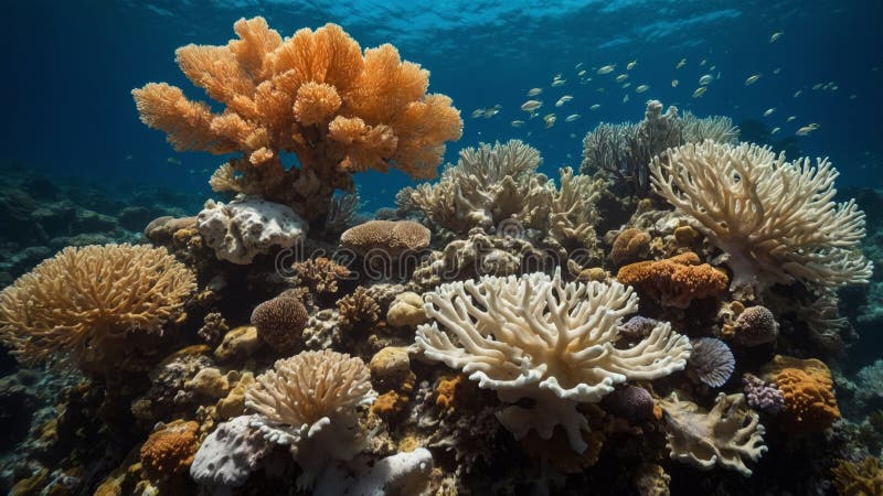 Ocean Acidification with Bleached Coral and Marine Life Decline Stock ... Ocean Acidification with Bleached Coral and Marine Life Decline Stock ...