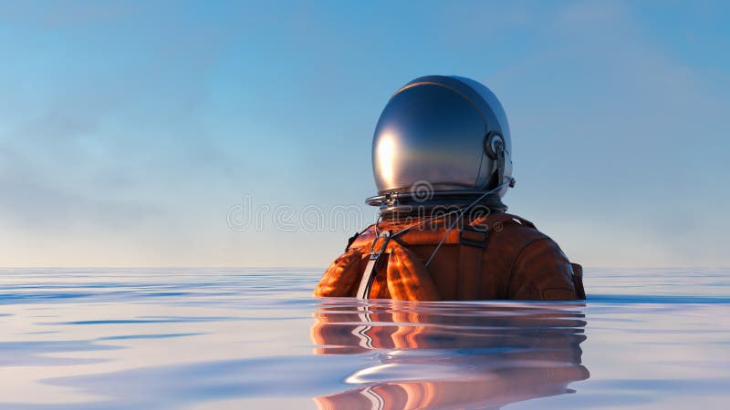 Ocean astronaut stock illustration. Illustration of landscape - 269633287