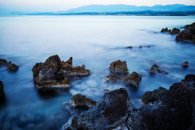 Ocean Beach on the Crete Long Explosure Stock Image - Image of coast ...