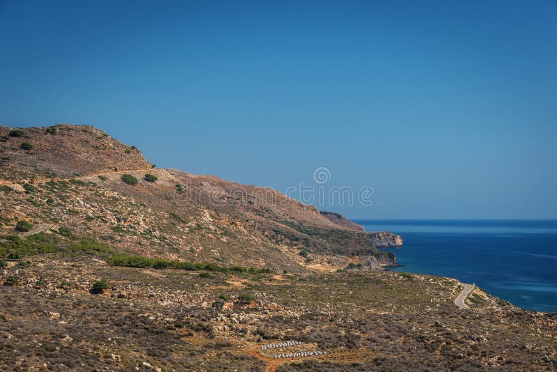 Ocean beach on the Crete stock image. Image of landscape - 170468401