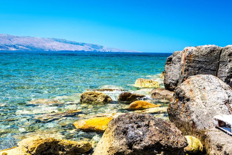 Ocean beach on the Crete stock image. Image of crete - 147966789