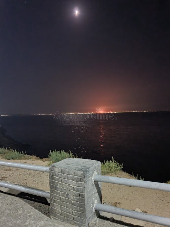 Ocean Beach Midnight Lights of Port Stock Image - Image of midnight ...