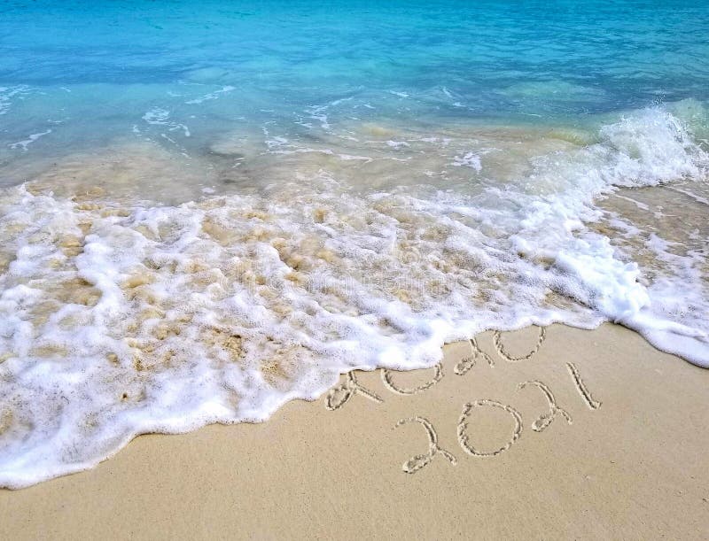 Ocean beach 2021 new year stock image. Image of beach - 191627437