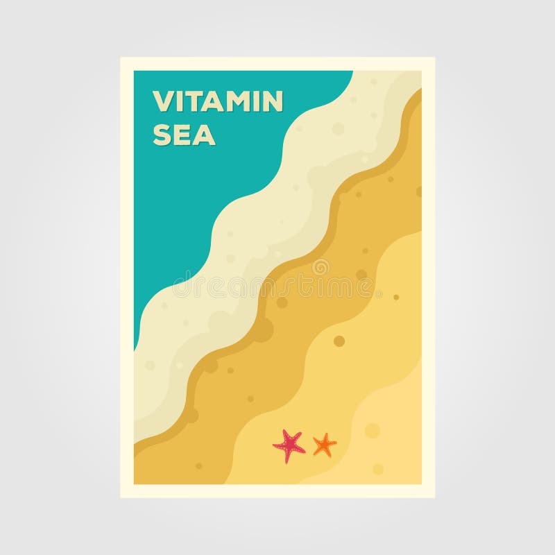 Ocean and Beach Vintage Poster Illustration Design Stock Vector ...
