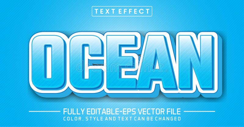 Ocean Blue Font Text Effect Editable Stock Illustration - Illustration ...
