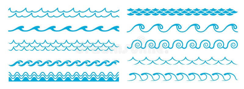 Ocean Blue Wave Line, Water Pattern Border, Frame Stock Illustration ...