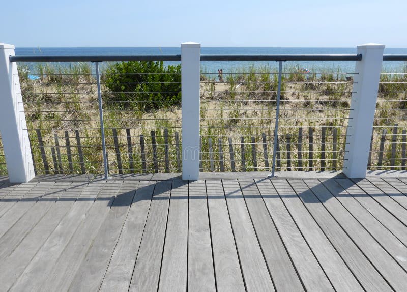 Ocean Boardwalk Overlooking the Beach Sand Dunes Stock Photo - Image of ...
