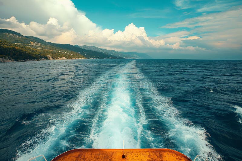 Ocean Boat Trip Back View - AI Generated Stock Illustration ...
