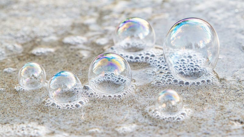 Ocean Bubbles on Sandy Beach Stock Illustration - Illustration of ...