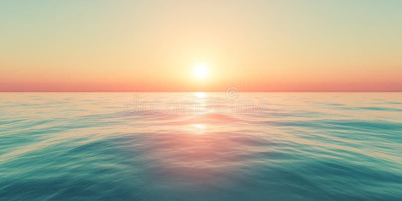 The Ocean is Calm and the Sun is Setting Stock Illustration ...