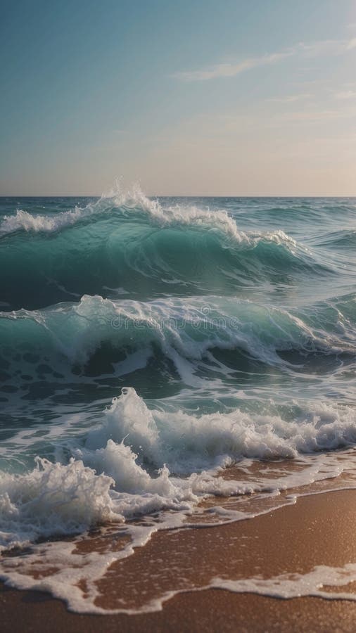 The Ocean is Calm and the Waves are Small. Stock Illustration ...