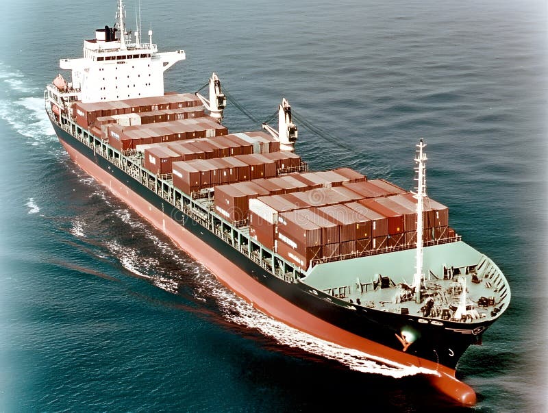 Ocean Cargo Ship Container Vessel Shipping Maritime Transport Ship Stock Illustration ...