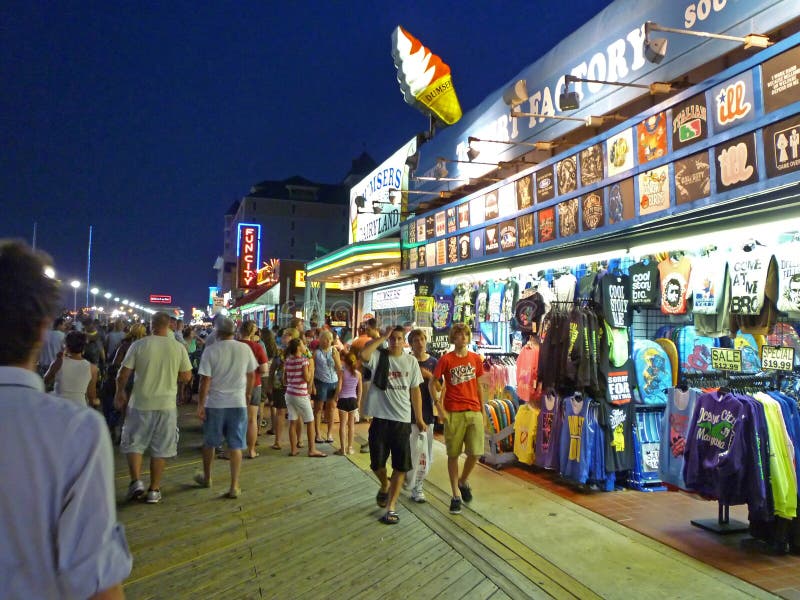 Ocean City Maryland Boardwalk Editorial Image - Image of neon ...