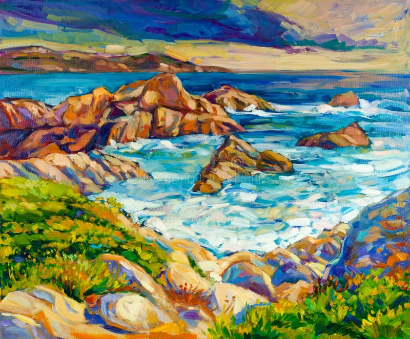 Ocean and cliffs stock illustration. Illustration of rock - 53425856