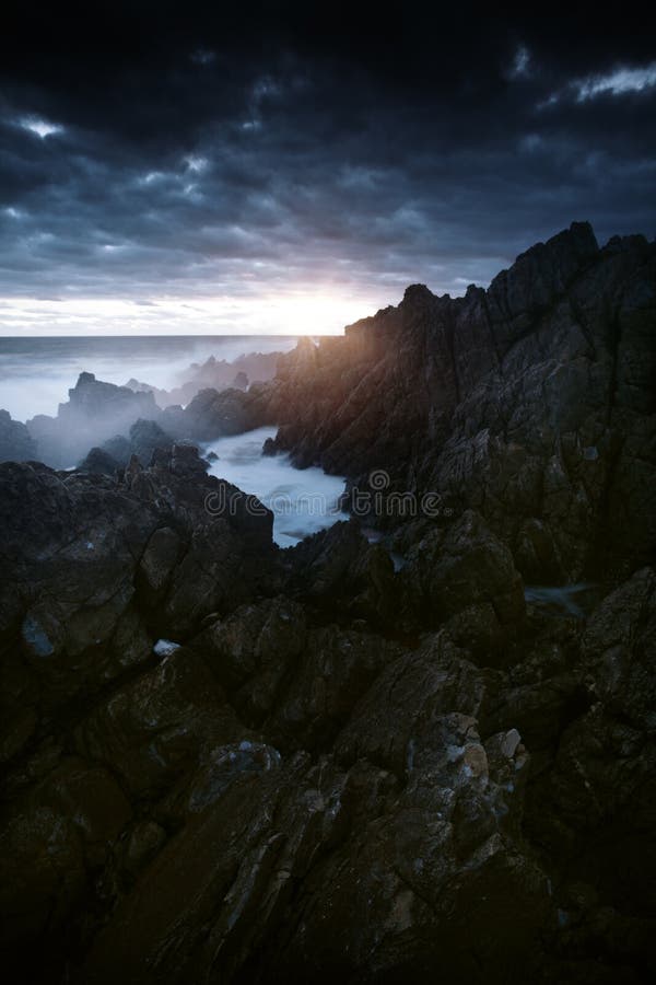 Ocean Cliffs Sunset stock photo. Image of africa, overberg - 19615868