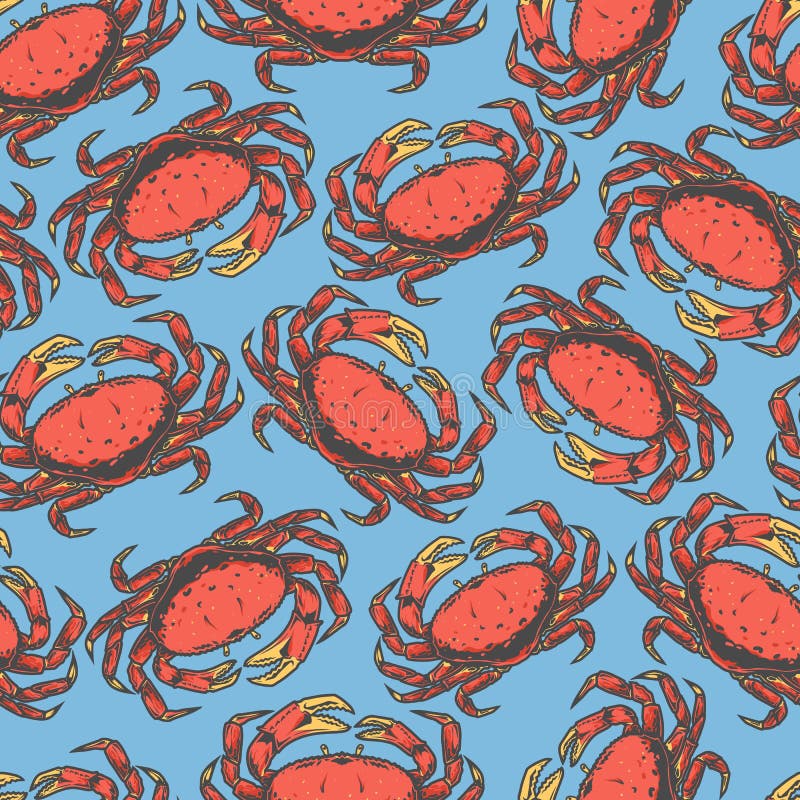 Ocean Crab Colorful Pattern Seamless Stock Vector - Illustration of ...