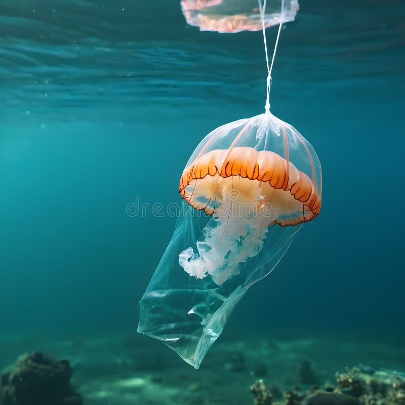Ocean Crisis: the Impact of Plastic on Marine Life Stock Illustration ...