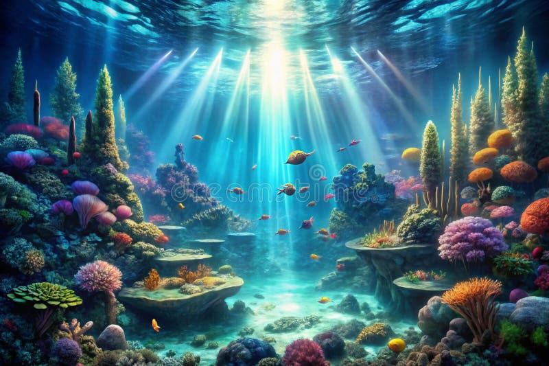 Ocean Depth Fantasy a View from the Ocean. Generative AI Stock ...