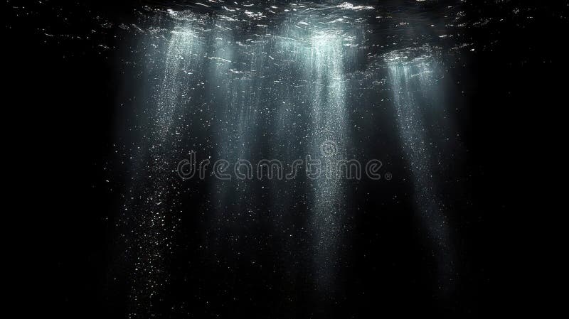 Ocean Depth, Light Beams, Bubbles Stock Illustration - Illustration of ...
