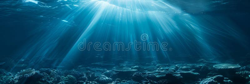Ocean Depths with Soft, Glimmering Light Rays Stock Image - Image of ...
