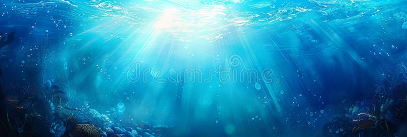Ocean Depths with Soft, Glimmering Light Rays Stock Photo - Image of ...