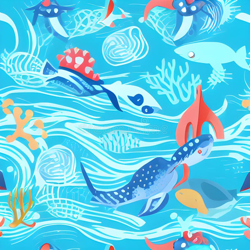 Ocean Draw Abstract Background, Underwater, Random Element Pattern ...