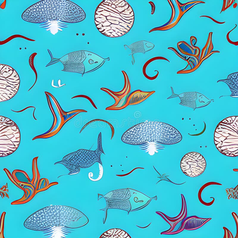 Ocean Draw Abstract Background, Underwater, Random Element Pattern ...