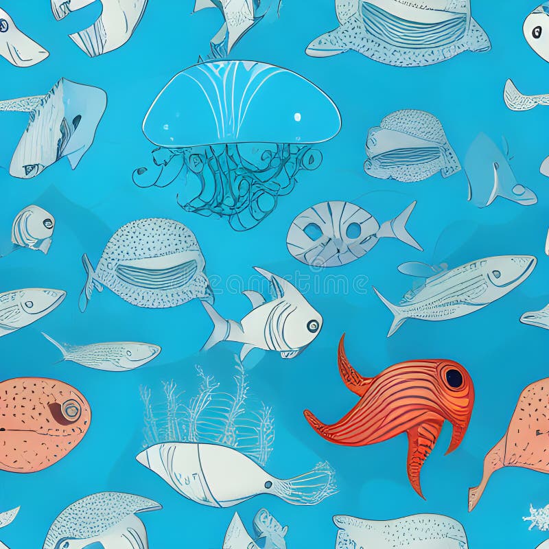 Ocean Draw Abstract Background, Underwater, Random Element Pattern ...