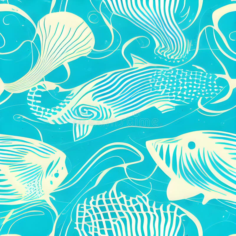 Ocean Draw Abstract Background, Underwater, Random Element Pattern ...