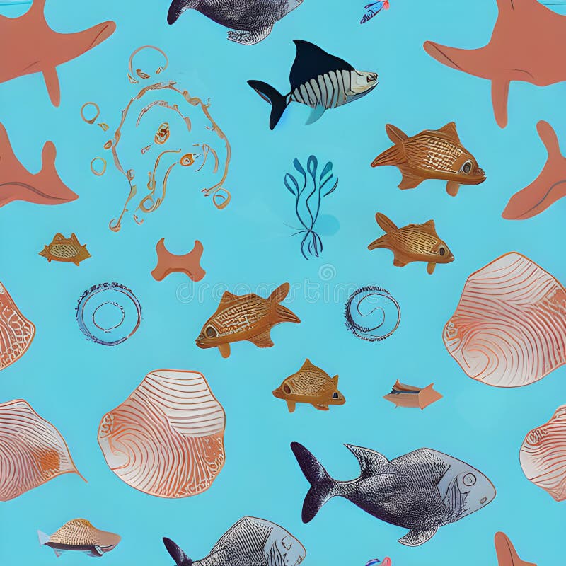 Ocean Draw Abstract Background, Underwater, Random Element Pattern ...