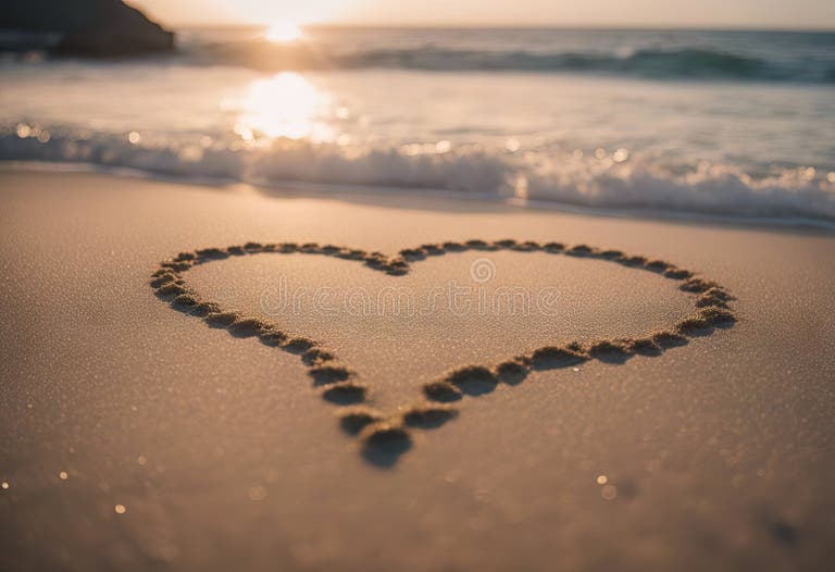 Ocean Drawn Beach Sand Heart Stock Illustration - Illustration of ...