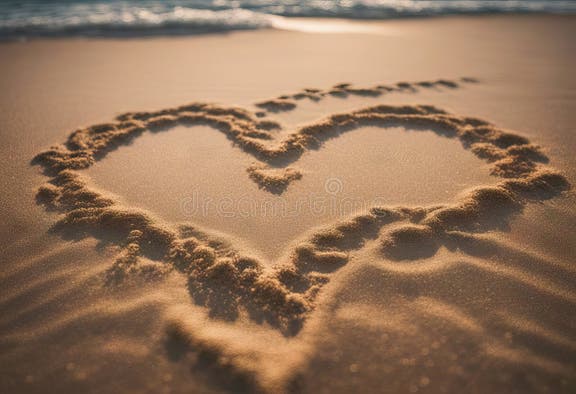 Ocean Drawn Beach Sand Heart Stock Illustration - Illustration of ...