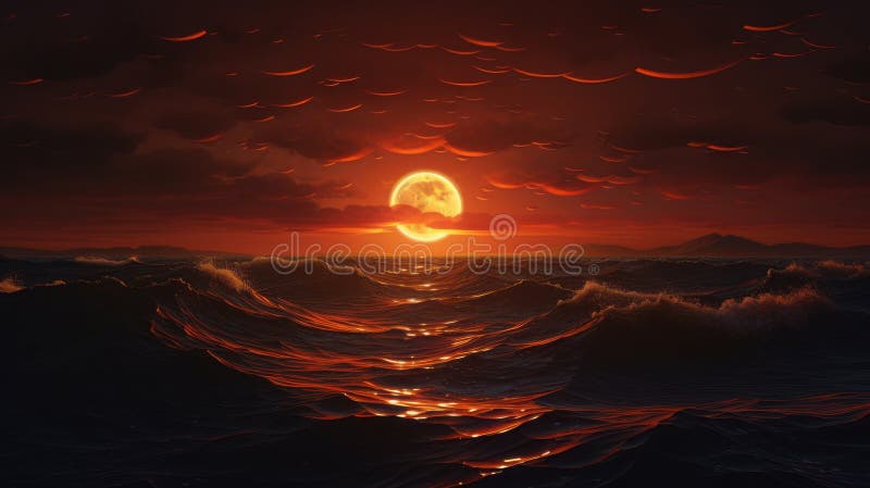 Ocean Eclipse: a Celestial Spectacle Over the Horizon Stock ...