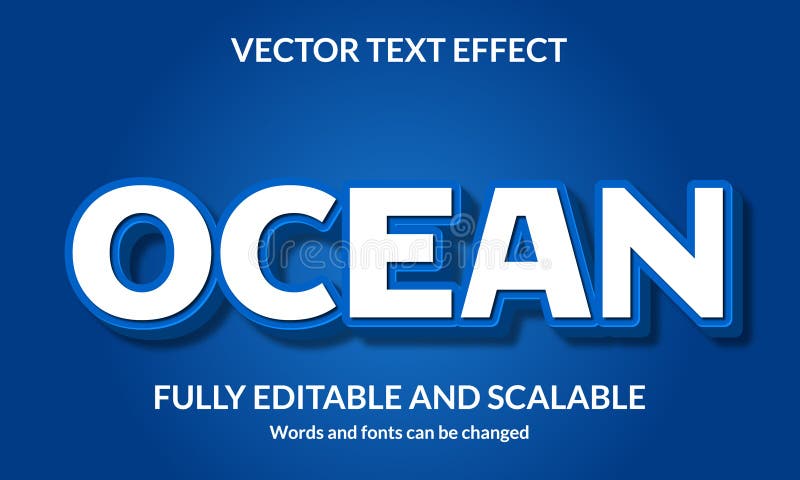 Ocean Editable 3D Text Style Effect Stock Vector - Illustration of ...