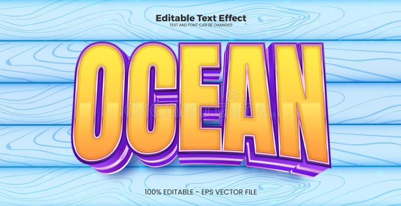 Ocean Editable Text Effect in Modern Trend Style Stock Vector ...