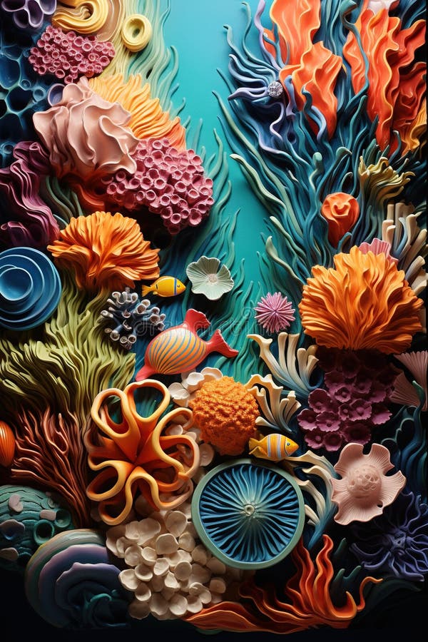 Ocean Elements. Algae, Corals, Shells and Tubulars. Marine Decorative ...