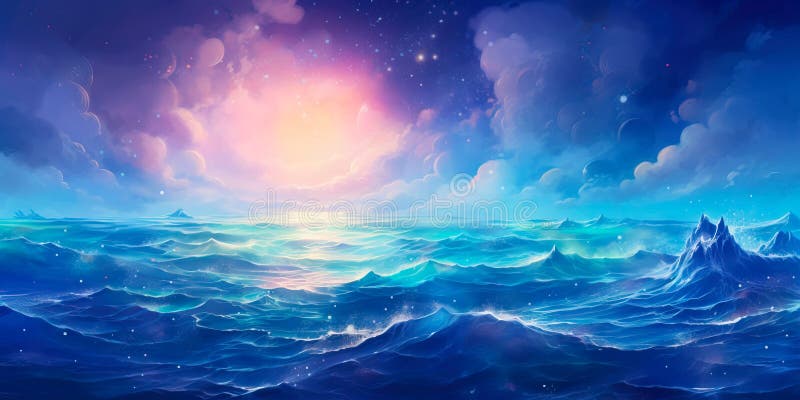 Ocean Filled with Stars and Planets, Where Constellations Mirror the ...