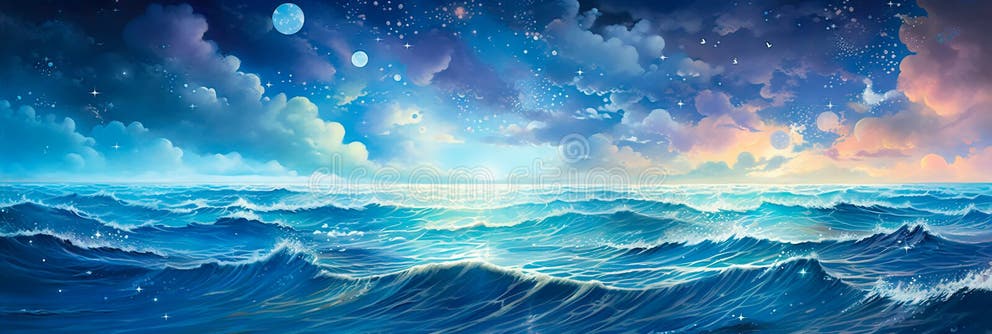 Ocean Filled with Stars and Planets, Where Constellations Mirror the ...